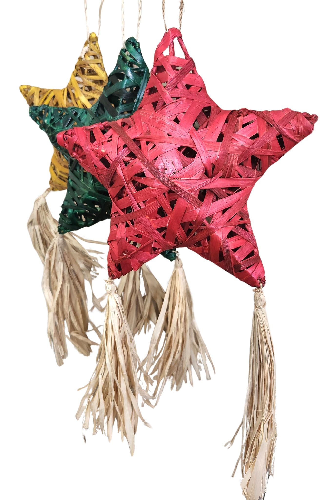 FH24 - Christmas Holiday Abaca Star Parol Decoration (Red, Yellow, Gre