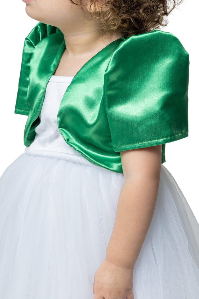 AR03 - Girls' Satin Bolero Green - Filipiniana – BARONG WAREHOUSE