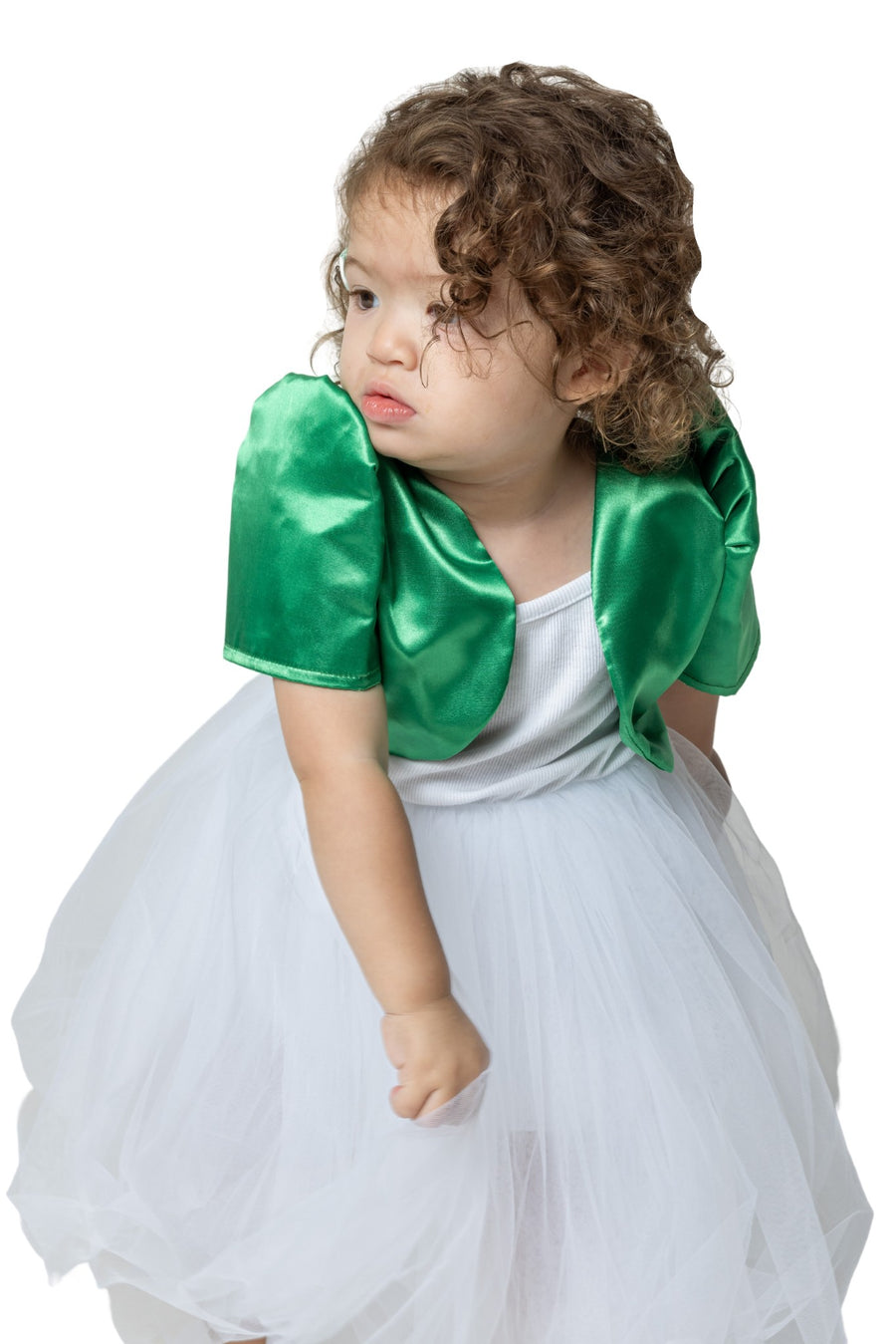GR03 - Girls' Satin Bolero Green - Filipiniana