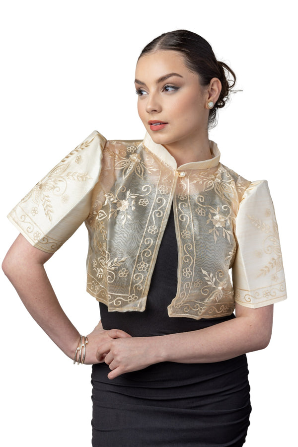WR15 - One-Button Bolero Beige - Filipiniana