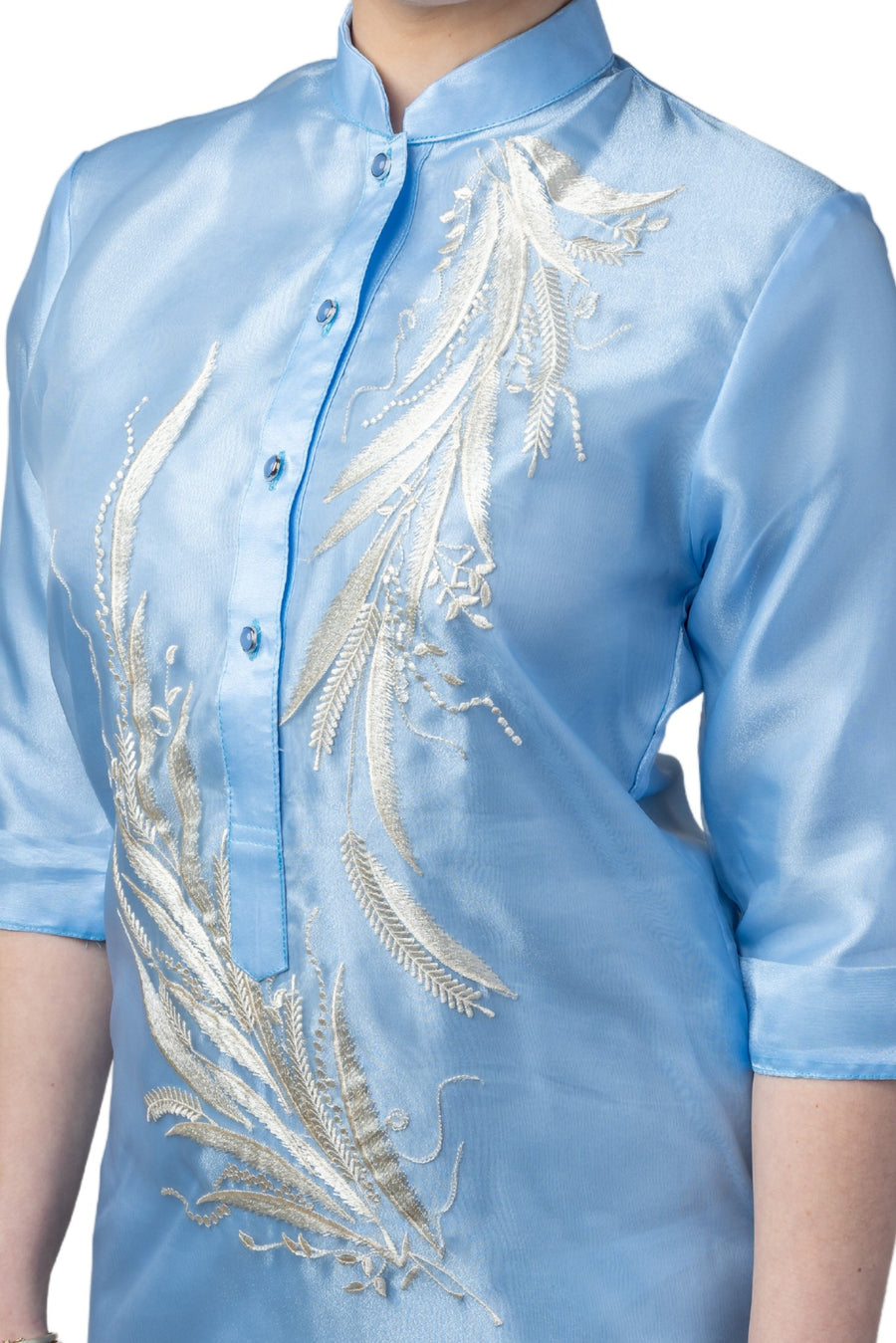 WV11 - Barong Tagalog Dress Blue - Filipiniana