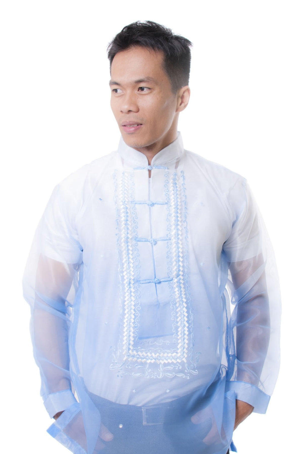 MO15 - Organza Barong Tagalog Blue – BARONG WAREHOUSE